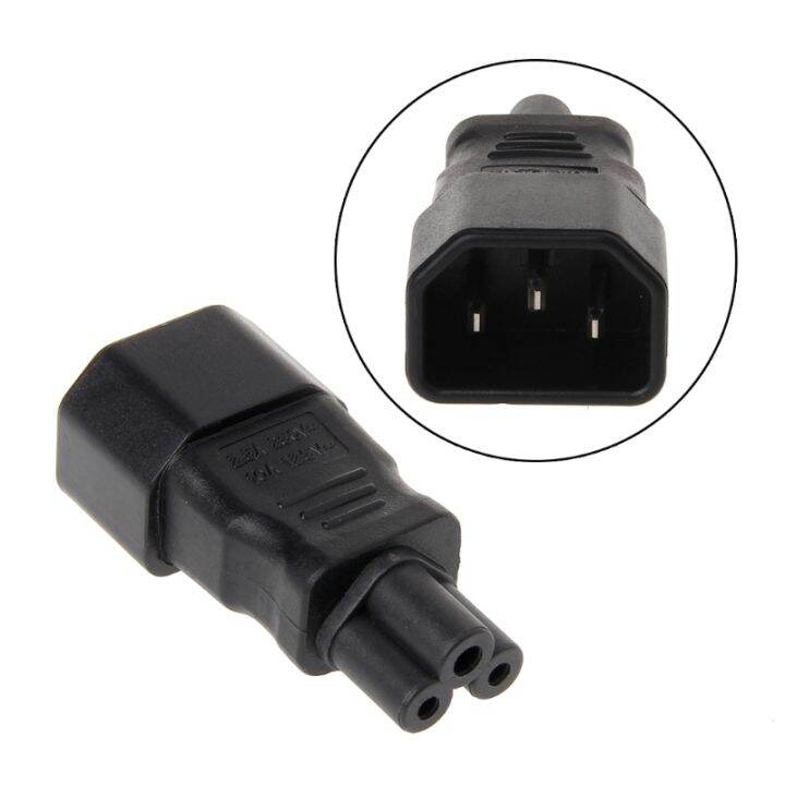 IEC 320 C14 3-Pin Male To C5 3-Pin Female Straight Power Plug Converter ...
