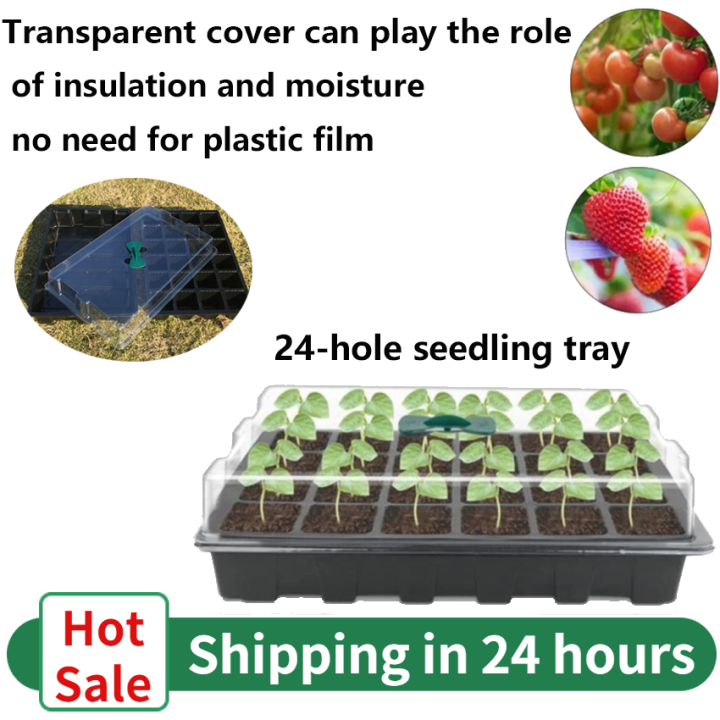 24 Holes S*eedling Tray Seedling Box With Big Holes Gardening Flower ...