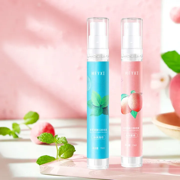 15ML HEYXI Peach Mint Mouth Spray Reflesh Breath Freshener Small ...