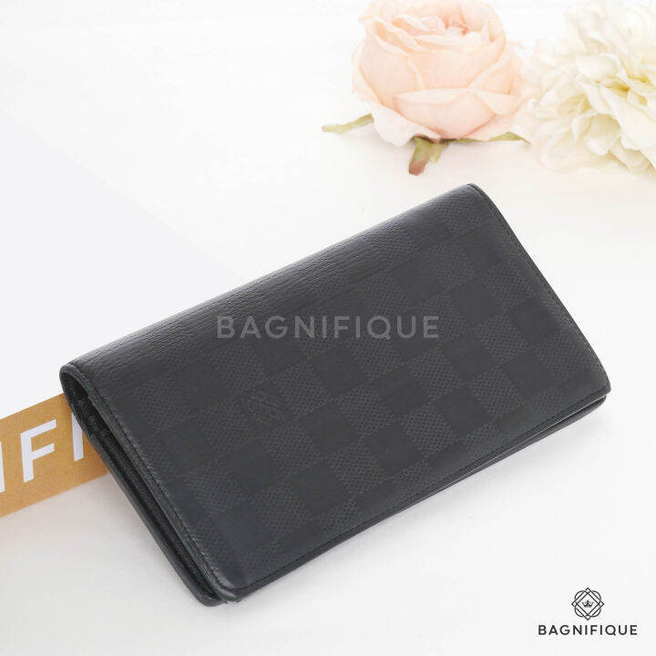 LOUIS VUITTON BRAZZA WALLET LONG BLACK DAMIER GRAPHITE CALF | Lazada.co.th