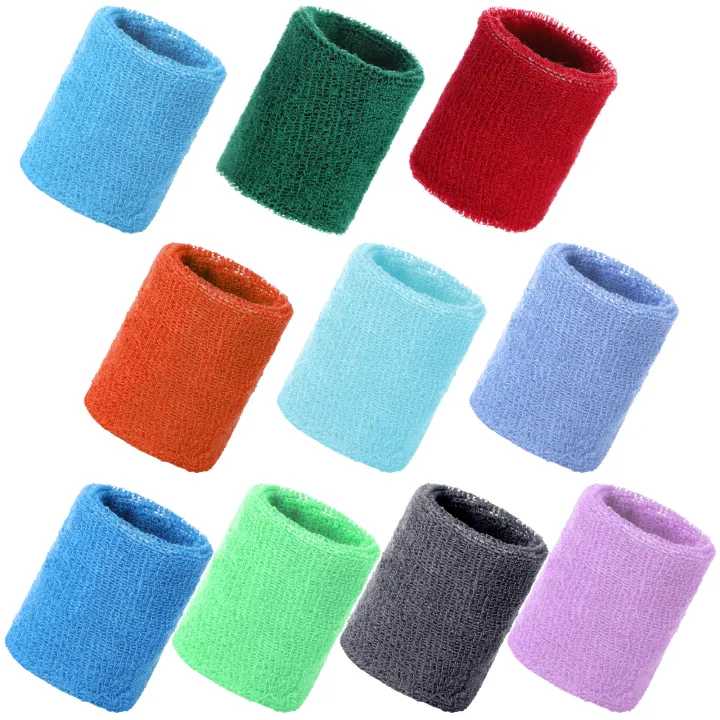 Sports Sweatband Cotton 8*8cm Terry Cloth Wrist Sweat Bands Tennis ...