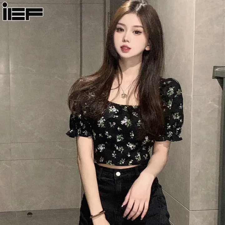 IEF 2022 Short Floral Slim Fit เสื้อแขนสั้นเสื้อ Top | Lazada.co.th