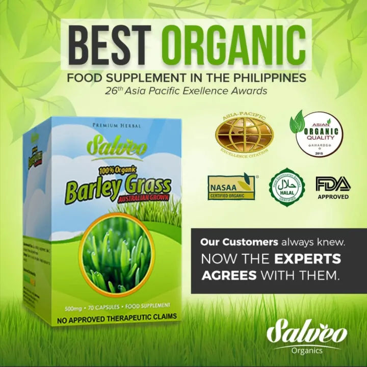 *FREE SHIPPING!* Salveo Barley Grass Capsules (100% Organic) Organic ...