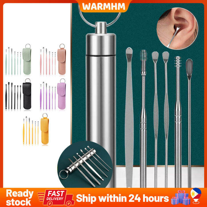 6 PCS Ear Cleaning Kit Earwax Remover Tool Stainless Steel Ear Pick Ear ...
