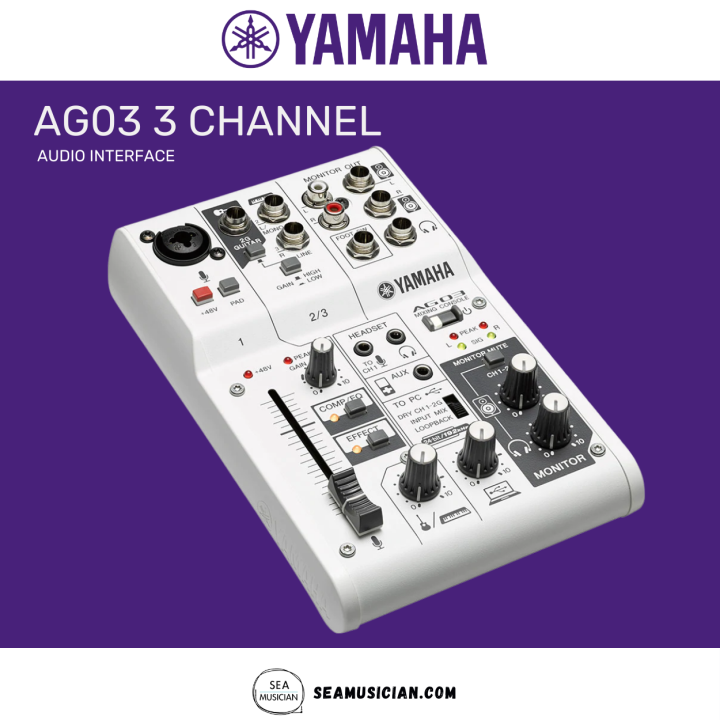 YAMAHA AG03 3 CHANNEL MIXER AND USB AUDIO INTERFACE 3CH WITH 24BIT/192KHZ RESOLUTION (24-BIT ...