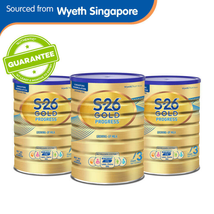 [Bundle of 3] Wyeth S-26 Gold Progress Stage 3 Growing-up Formula 1.6kg - From 12 Months ...