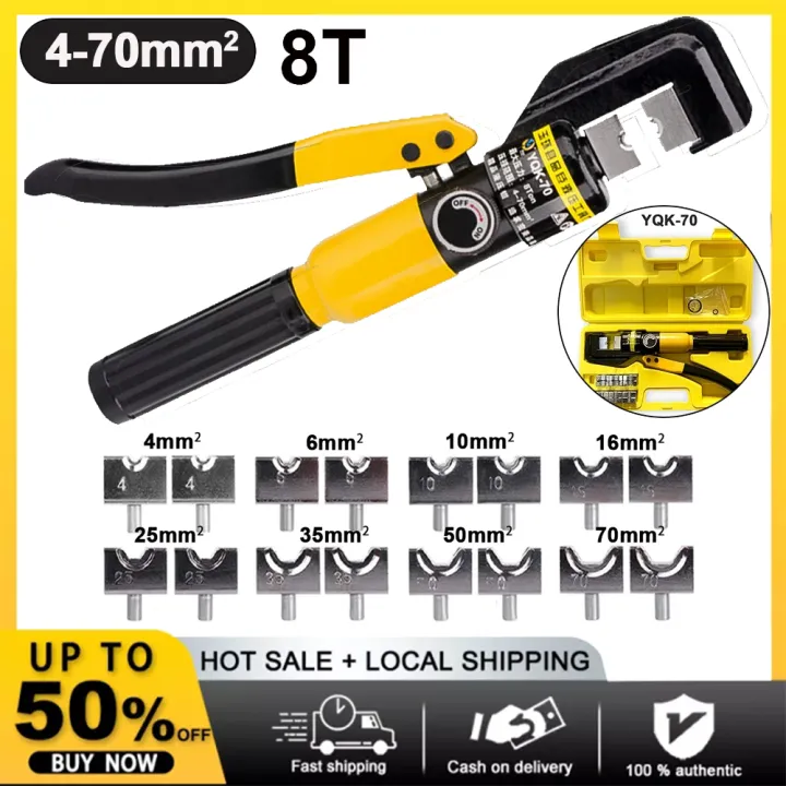 Hydraulic Crimping Tools Cable Lug Crimper 8 Tons 4mm² To 70mm² ...