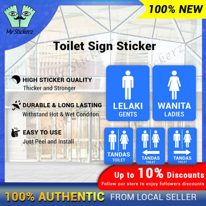 Toilet Sign Sticker Direction High Sticker Quality Durable and Long ...