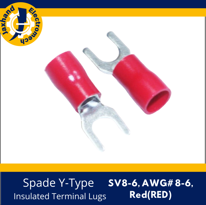 20pcs. Spade Y-Type Insulated Terminal Lugs SV8-6, AWG# 8-6, Red | Lazada PH