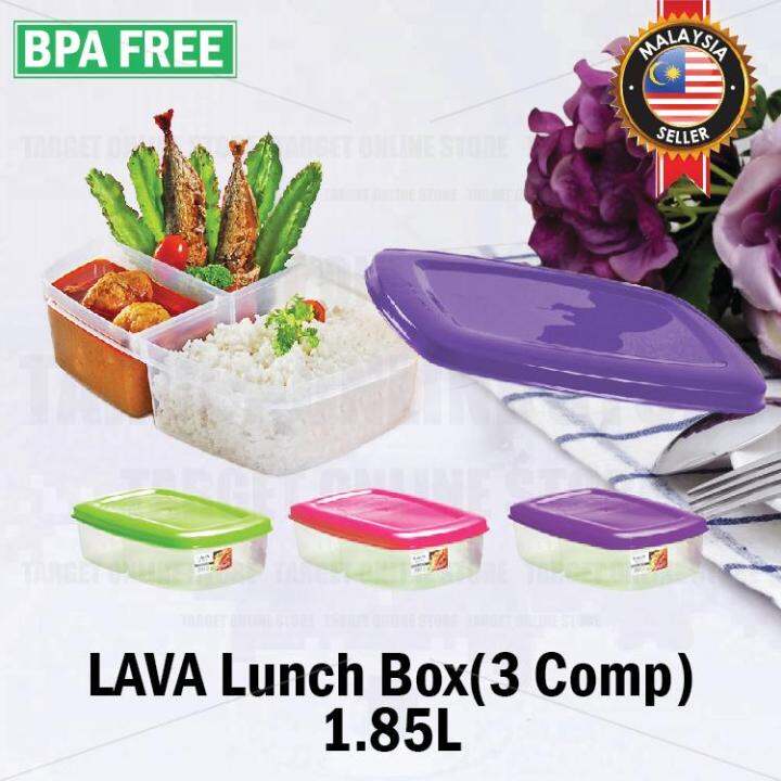 LAVA Lunch Box 3 Tray LBX783 Food Storage Container BPA FREE 1.85L | Lazada