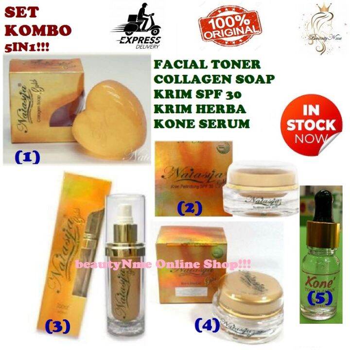 🔥READY STOCK🔥NATA SYA GOLD Set Kombo (Toner, Collagen Soap, Krim SPF 30 ...