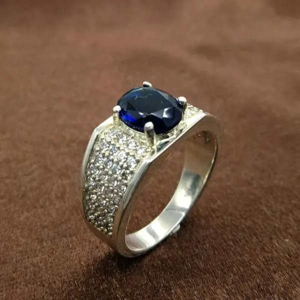 Blue Sapphire/Neelam/Nilam Biru Silver Ring | Lazada