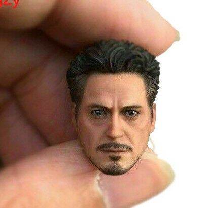 1/12 Tony Stark Head Sculpt Carved Model Iron Man Figure Toy for 6 ...