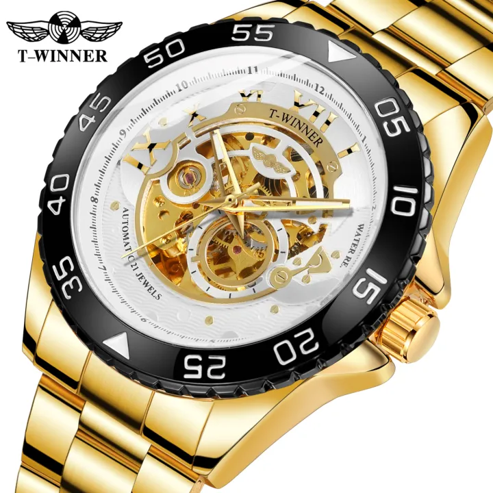 Original WINNER automatic watch men's fashion business stainless steel ...