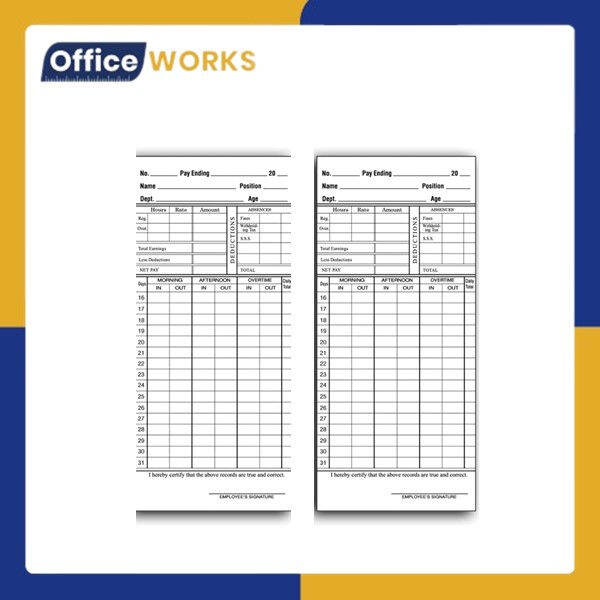 Valiant Monthly Time Card (50'S) Time Card For Electronic Time Recorder ...