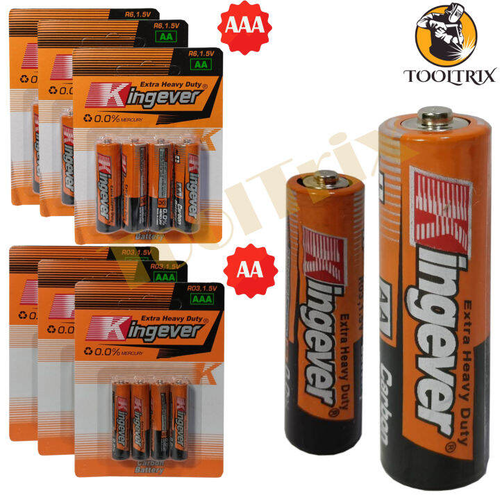 KINGEVER Extra Heavy Duty Carbon Battery {Sold per box-40 pcs} AA & AAA ...