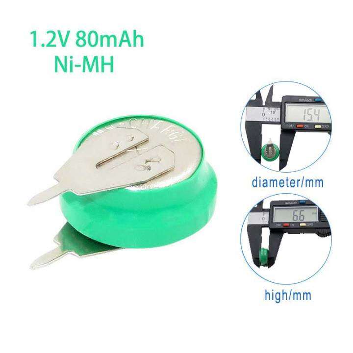 New 1.2V 80mAh Ni-MH Rechargeable Batteries Coin Cell With Solder Pins ...