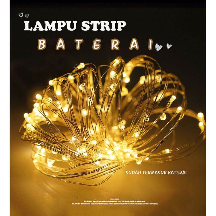 Lampu LED Warm White 1 Meter Untuk Bingkai 3D Sudah Termasuk Baterai ...