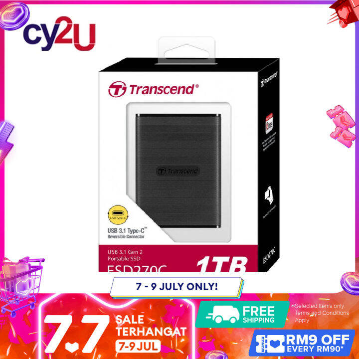 Transcend 1TB ESD270C USB 3.1 Gen 2 Type-C Portable SSD (TS1TESD270C ...
