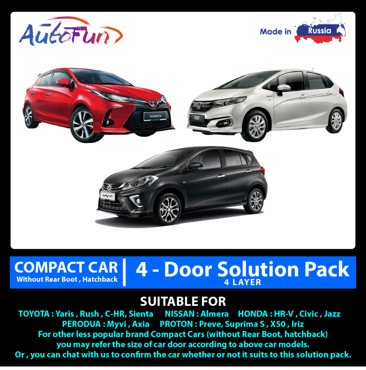 AUTOFUN 4-Door Compact Car Soundproofing & Noise Deadening Solution Pack – 4 LAYER. (For 4-Door ...