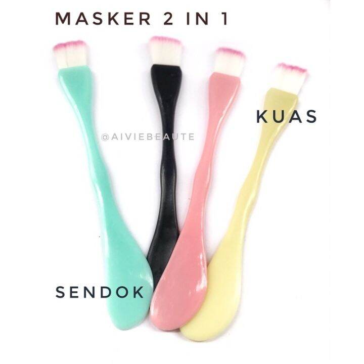 kuas masker wajah 2 in 1 / kuas masker / sendok masker muka | Lazada ...