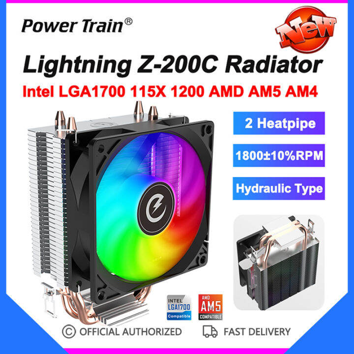 Power Train Lightning Z-200C Radiator 2 Heatpipe 90mm Cooling Fan Cpu ...