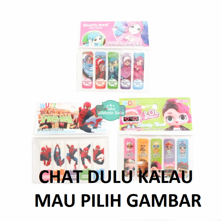 Sticky Notes Fancy 14x49mm Gambar Lucu Pembatas Buku Kartun Anak - 1 ...