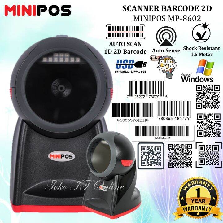 MINIPOS MP-8602 SCANNER 2D 1D USB BARCODE SCANNER DUDUK SCAN QR FAKTUR MINIPOS MP8602 | Lazada ...