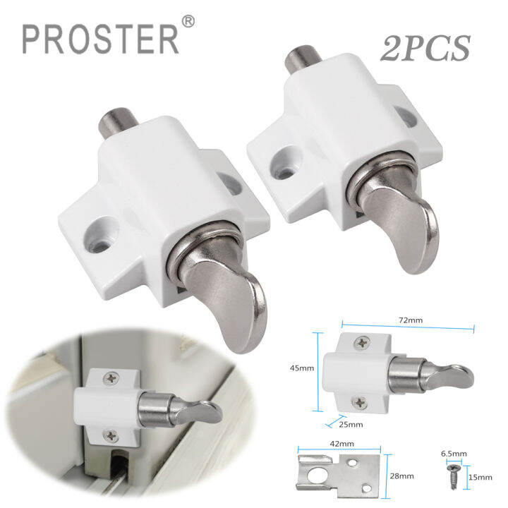 Proster 2PCS White Key Less Sliding Patio Door Catches Set Window Bolt ...
