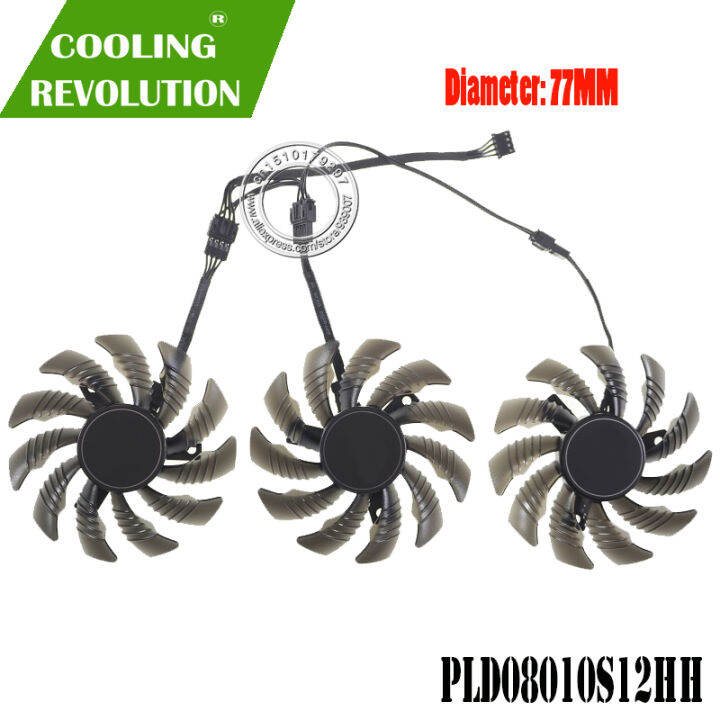 77MM PLD08010S12HH DC12V 0.35A Graphics Card Cooling Fan for GIGABYTE ...