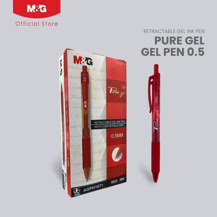 M&G Pure Gel Retractable Red Gel Pen 0.5mm - Smooth Writing, Ergonomic Rubber AGPH1871-RD | Lazada