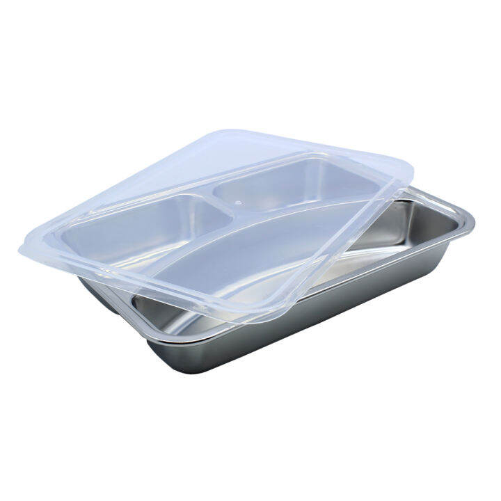 Unibest Stainless Steel Food Tray Bento with Transparent Lid #18203 ...