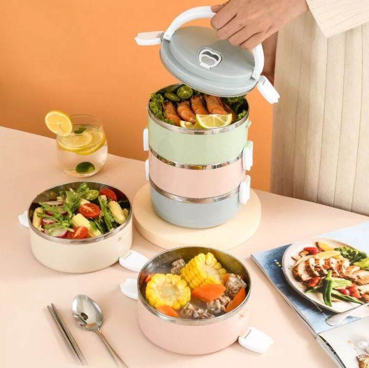 Lunch box 4 Layer 3 Layer 2 Layer 1 Layer Stainless Steel Thermo Bento ...