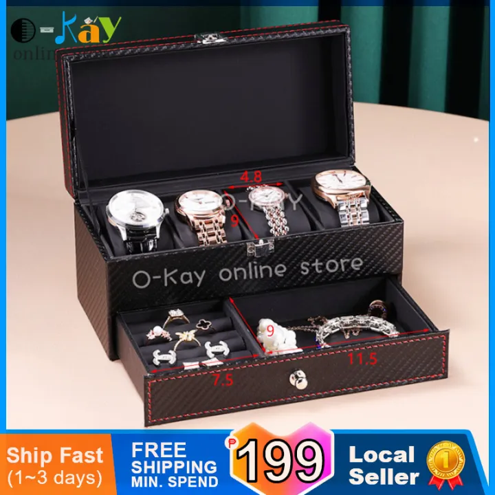 O-KAY 8 Grid Watch Box Storage Organizer Box Multifuntional Jewelry ...