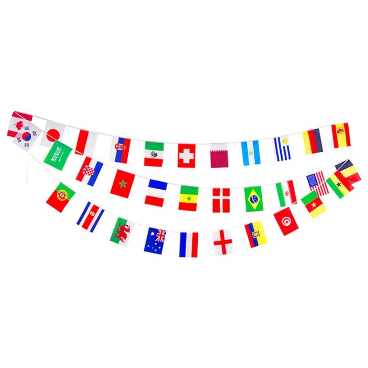 For 2022 Qatar World Cup 8 Meters 32Pcs Flags String Flag Countries Around the World Nations ...