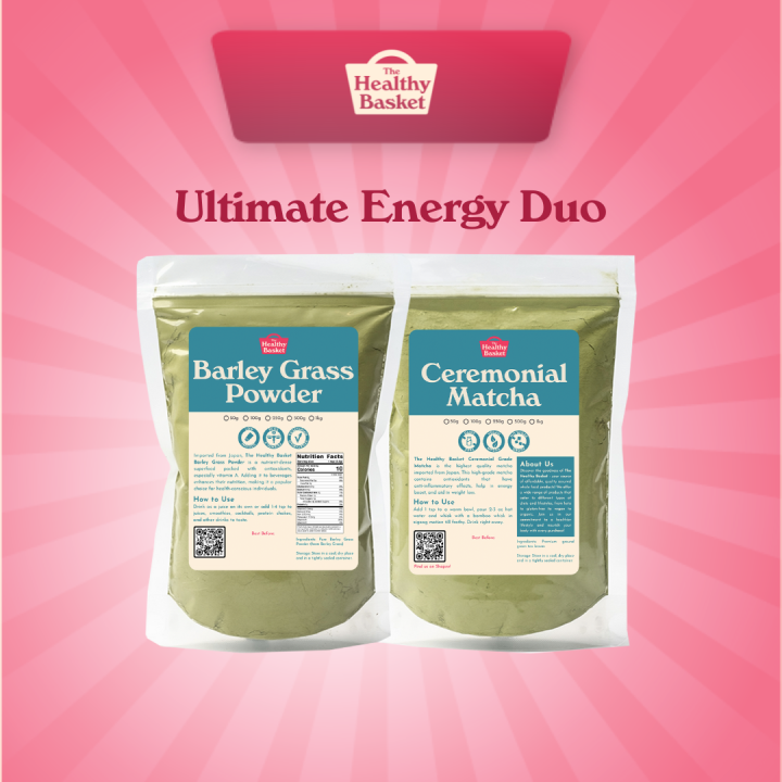 Healthy Basket Ultimate Energy Duo (Barley Grass + Ceremonial Matcha ...