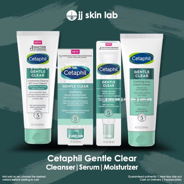 Cetaphil Gentle Clear Acne Cream Cleanser | BPO Cleanser | Acne Serum | Mattifying Moisturizer ...