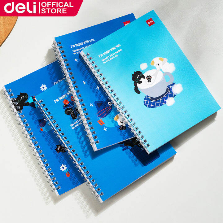 Deli A5 Notebook 60 Sheets Line Spiral Notebook School Office Supplies ...