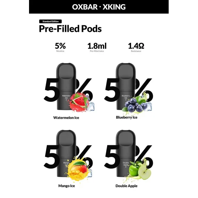 ⊿3x Oxbar Xking Replaceable Pods 3 pack fits Relx Infinity 5♞ | Lazada PH
