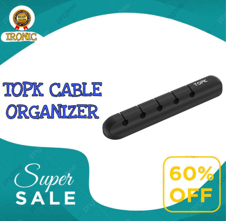 TOPK Cable Organizer Silicone USB Cable Winder Desktop Tidy Management ...