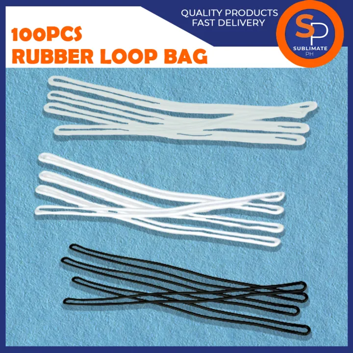 Rubber Loop Bag Tag [100PCS/Pack Luggage Tag for ID] (Black / Clear ...