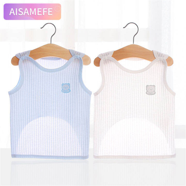 AISAMEFE Baby Vest Summer Pure Cotton Newborn Baby Half Back Vest Thin ...