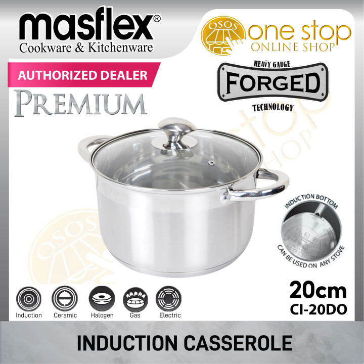 Masflex Original 20cm Stainless Steel Induction Casserole with Glass ...