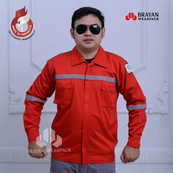 baju wearpack safety, seragam proyek k3 atasan merah polos | Lazada ...