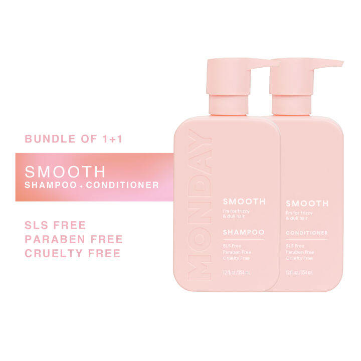 MONDAY Shampoo SMOOTH (354 mL) + Conditioner SMOOTH (354 mL) - for ...