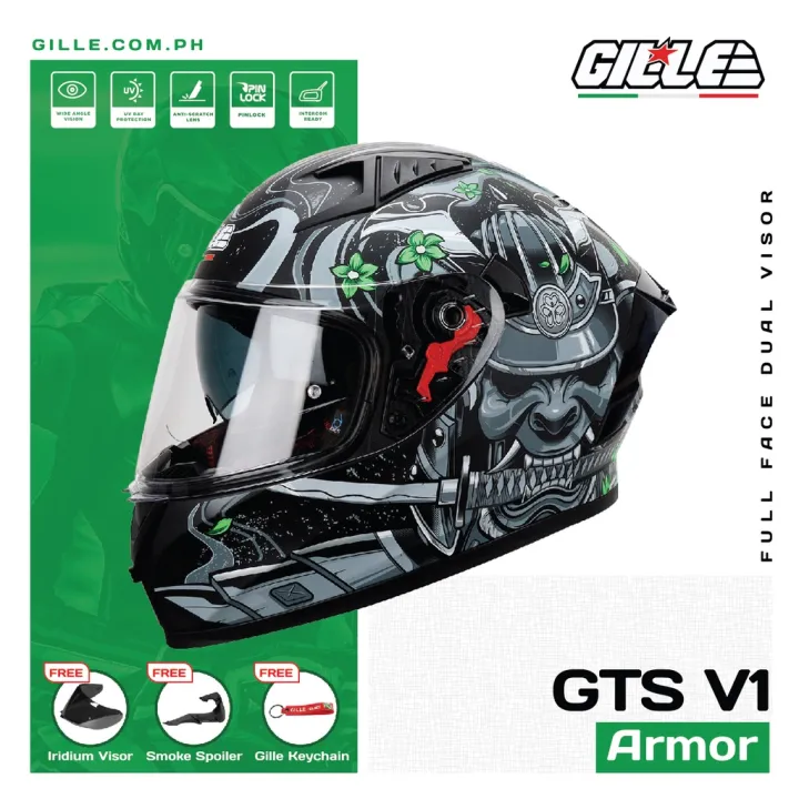 【New】 Gille 135 GTS Series V1 Armor Full Face Dual Visor Motorcycle ...