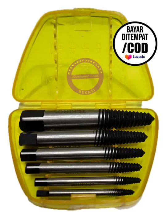 Mata Bor Pembuka Baut Patah atau Rusak Set 6 pcs Tekiro Screw Extractor ...
