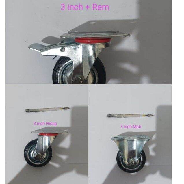 RODA KARET 3 INCH VARIASI TIPE / RODA TROLI DAN KASTOR 3 INCH HEAVY ...