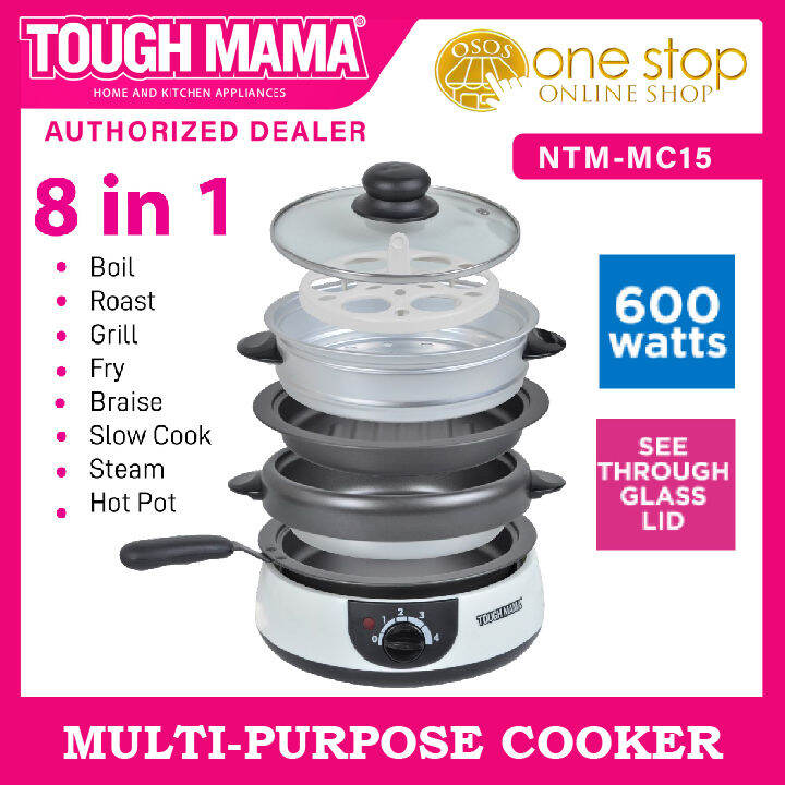 Tough Mama NTM-MC15 1.5L 8-in-1 Multifunction Cooker Boil, Roast, Grill ...