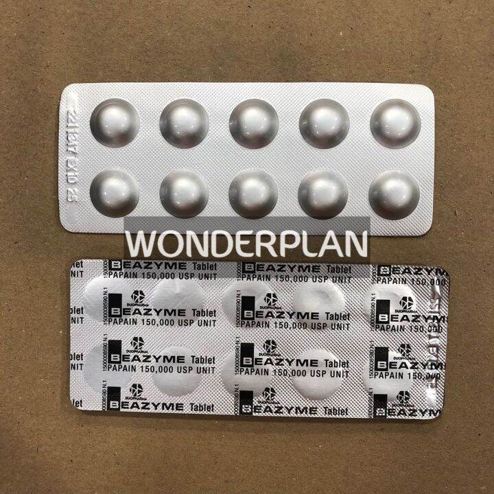 Wonder Plan Duopharma Beazyme Tablet Papain 150000 USP Unit 10s 1 Strip ...